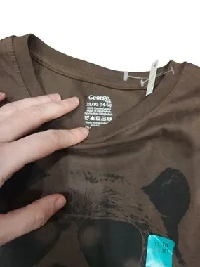 George | Shirts & Tops | George Brown Long Sleeve Bear Graphic Tee With ...